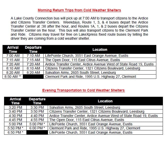 Need a warm place? Lake County opening cold weather shelter Monday ...